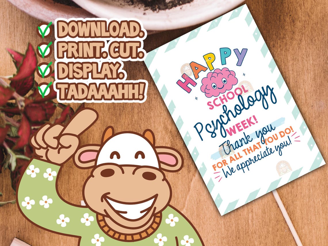 School Psychology Week Tag Printable, School Psych Gift Tag, School ...