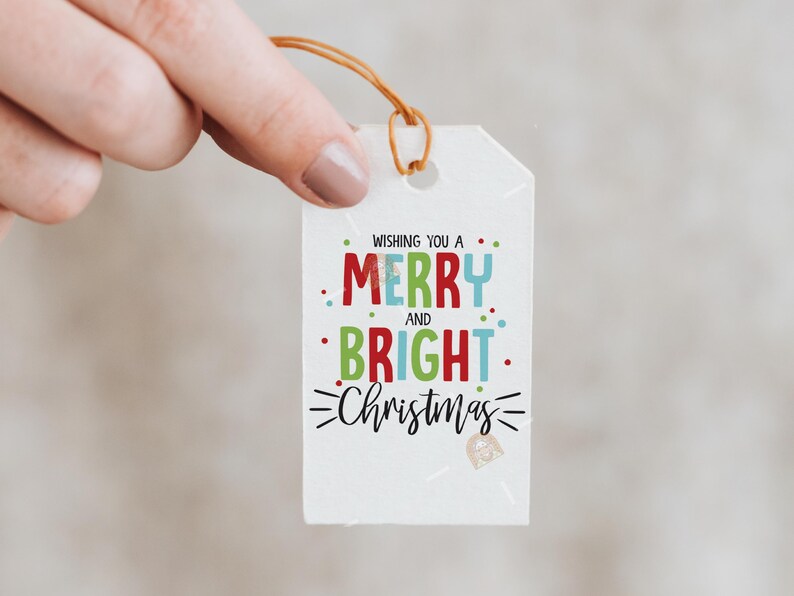 Merry and Bright Christmas Tags Printable, Staff Christmas Gift Tag ...