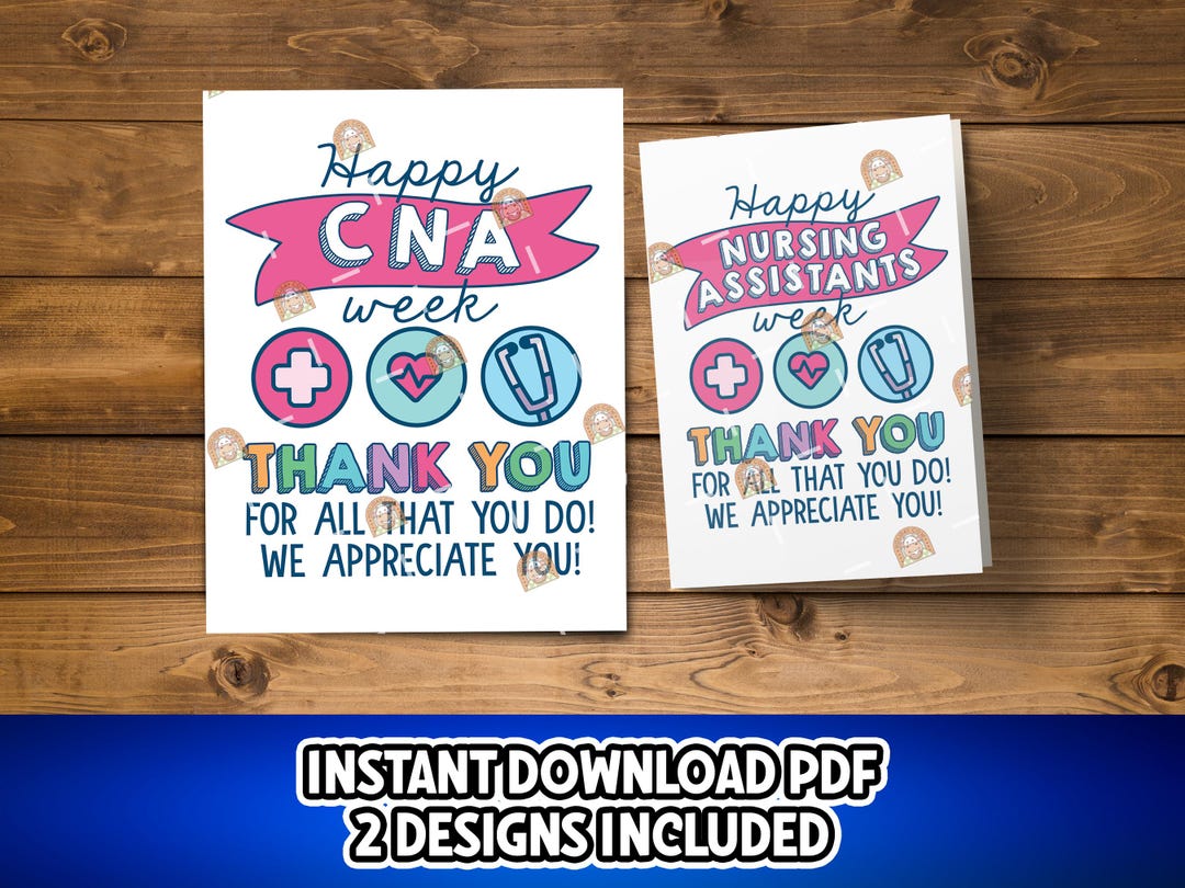 CNA Week Gift, Printable CNA Card, Certified Nursing Assistant Week ...