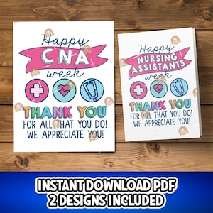 CNA Week Gift, Printable CNA Card, Certified Nursing Assistant Week ...