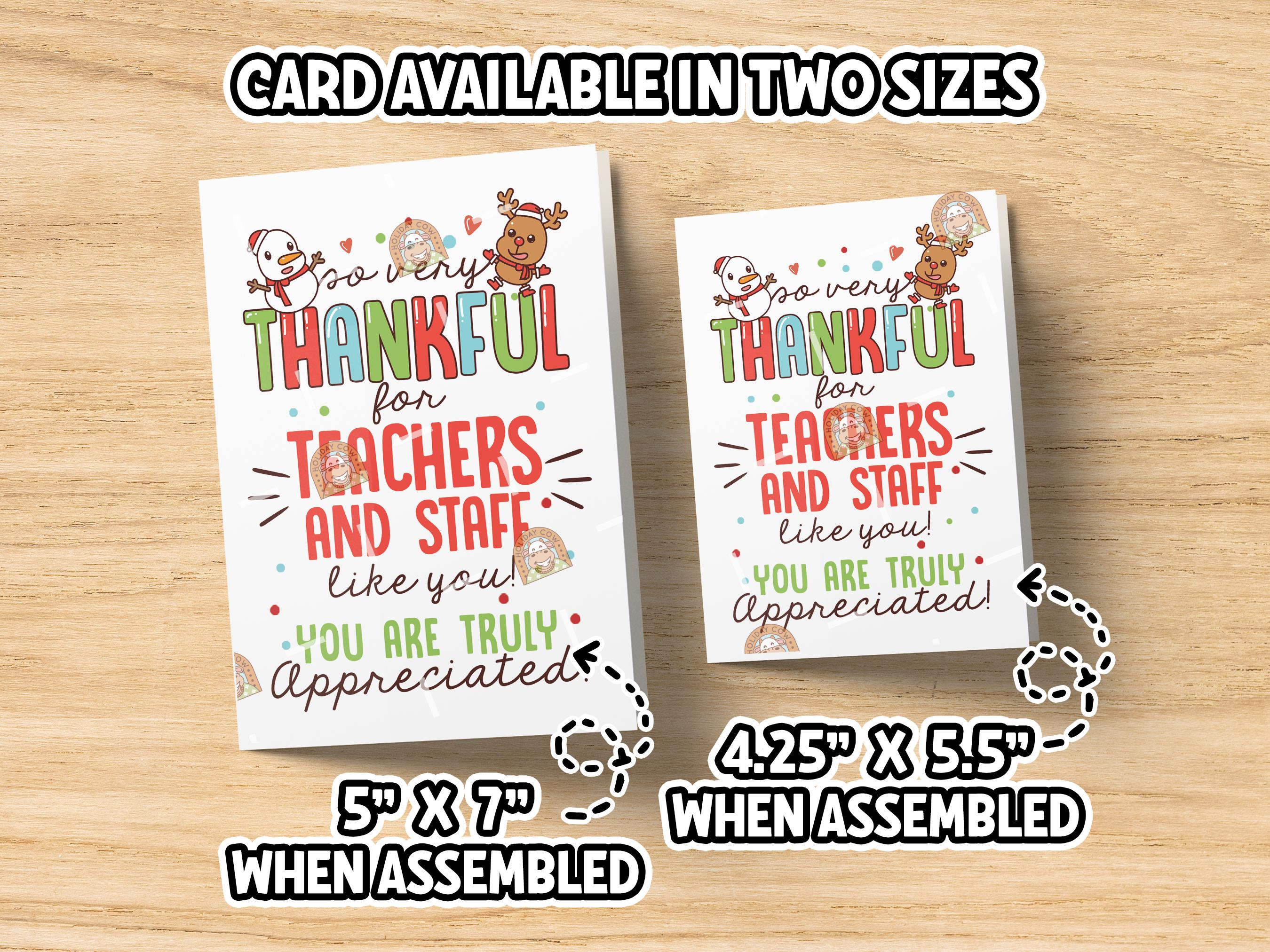 Teacher Holiday Gift Printable, Teacher Xmas Card, Christmas Staff ...