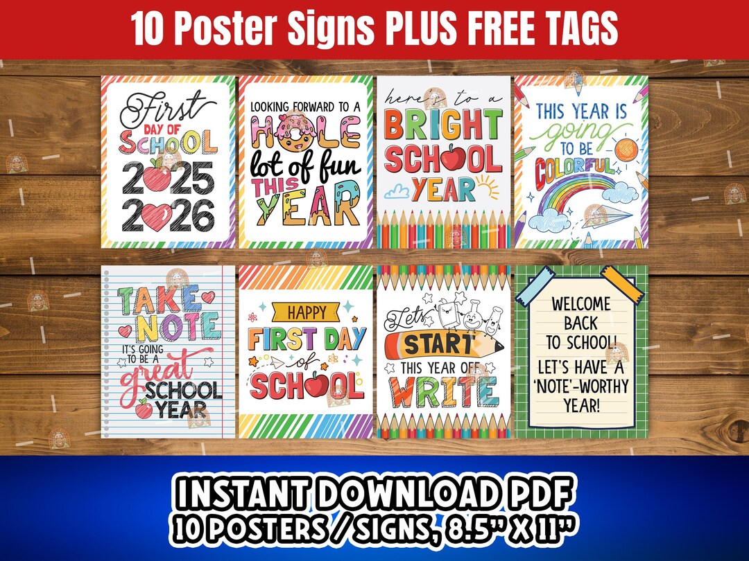 Back to School Sign First Day of School Classroom Decorations, First ...