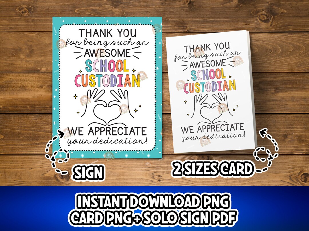 School Custodian Gift, Printable School Custodian Appreciation Gift for ...