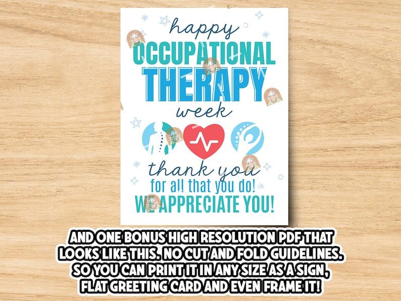 Occupational Therapy Week Card Printable, Occupational Therapists Gift ...