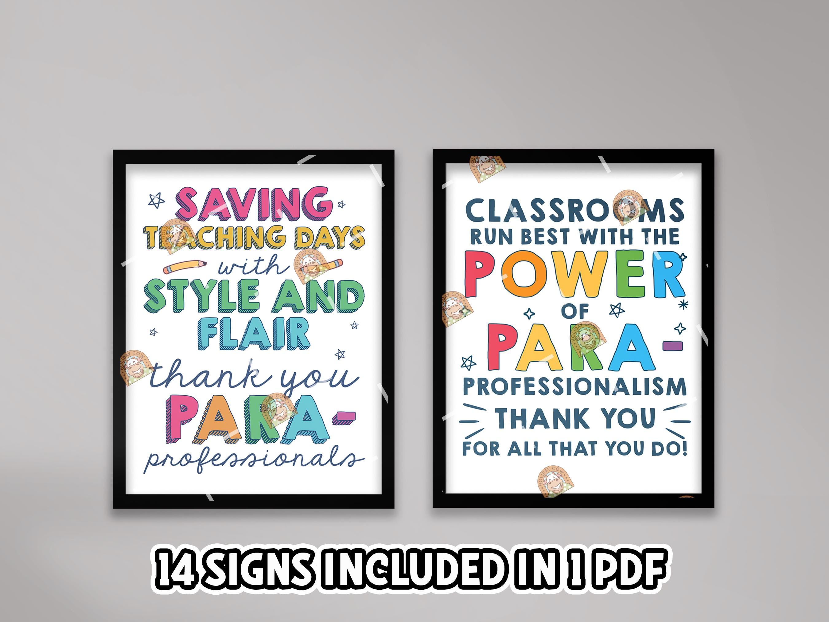 Paraprofessional Day Signs Printable, Paraprofessionals Gift, Thank You ...