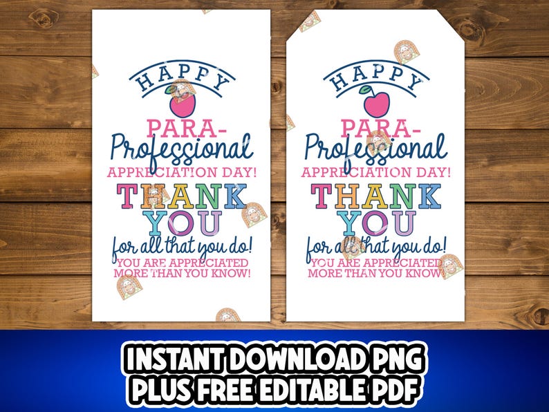Paraprofessional Day Gift Tag, Printable Para Professional Day Tag ...