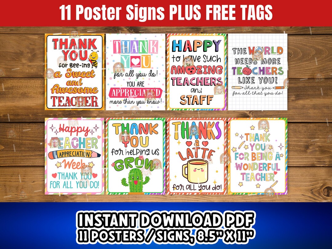 Teacher Appreciation Sign Bundle, Printable Teacher Appreciation Week ...