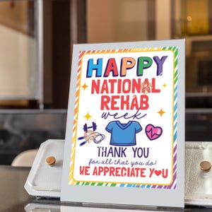 National Rehabilitation Week Card Printable, Happy Rehab Week Sign, T ...