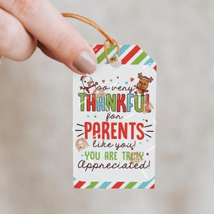 Parents Christmas Favor Tags, Printable Holiday Thank You PTO PTA Gift ...