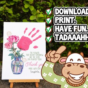 Teacher Appreciation Gift Kids Handprint Art, Printable DIY Gift From ...