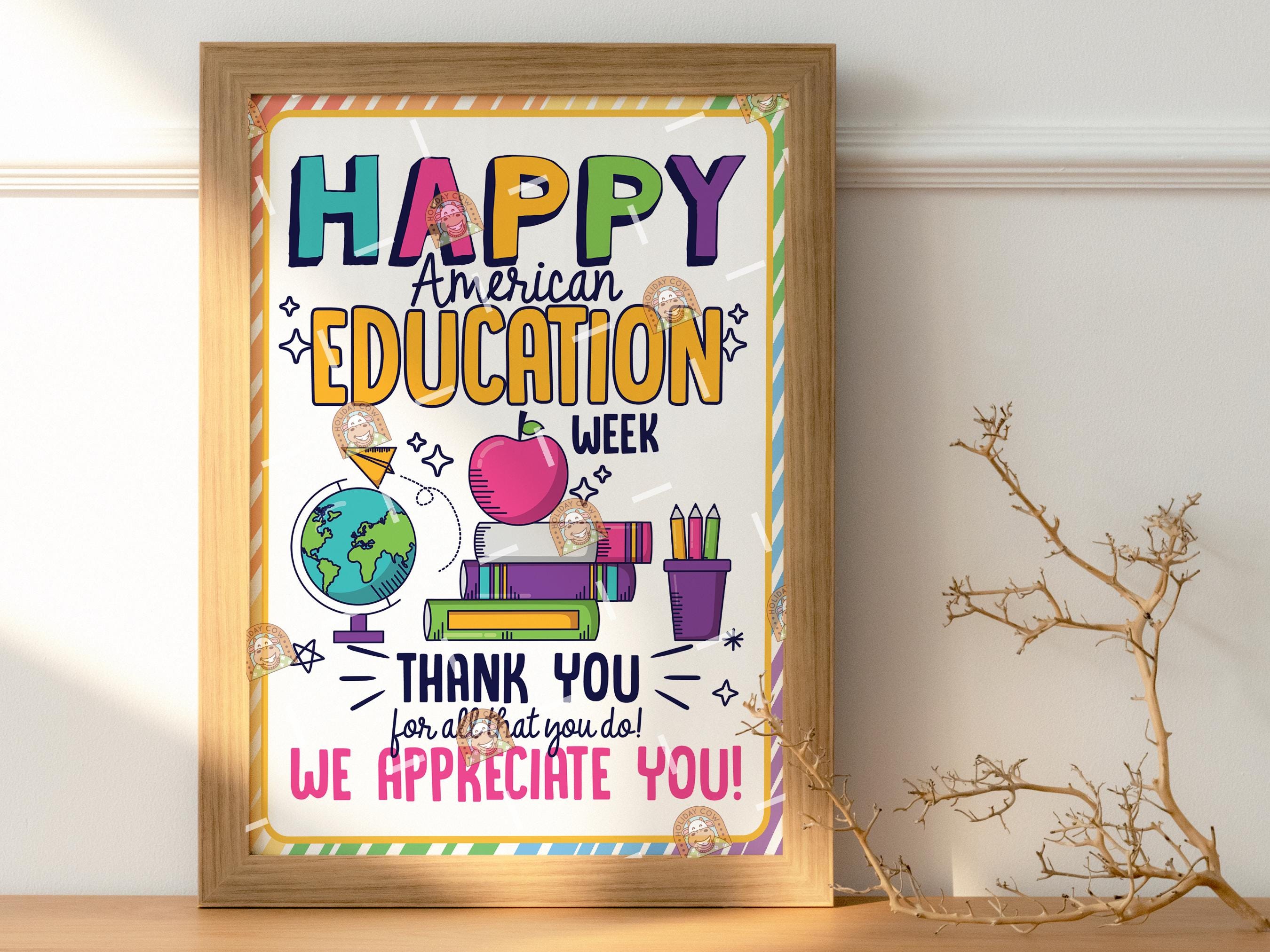American Education Week Sign Printable, Teacher Thank You Card ...