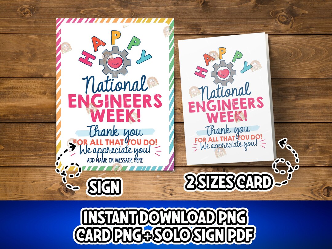 Printable Engineers Week Sign, Thank You Engineers Week Card for ...