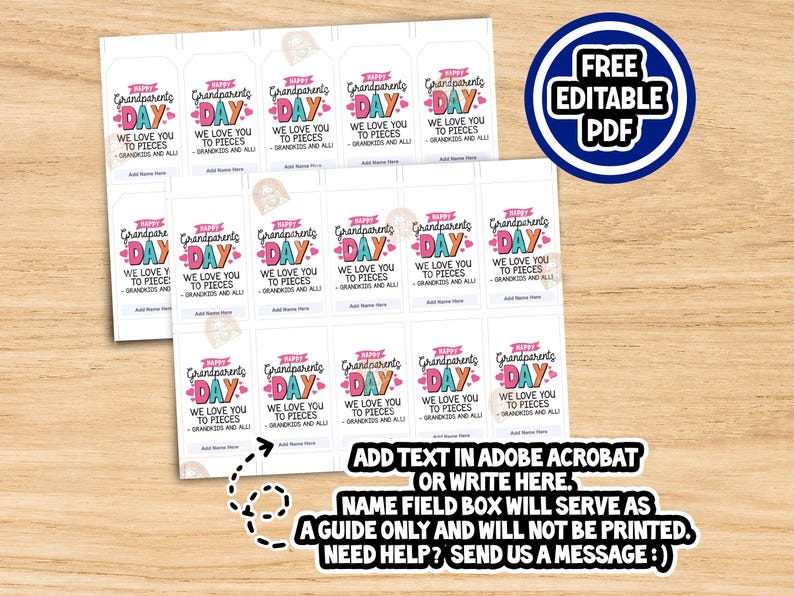 Happy Grandparents Day Tag Printable, We Love Our Grandparents Gift Tag ...