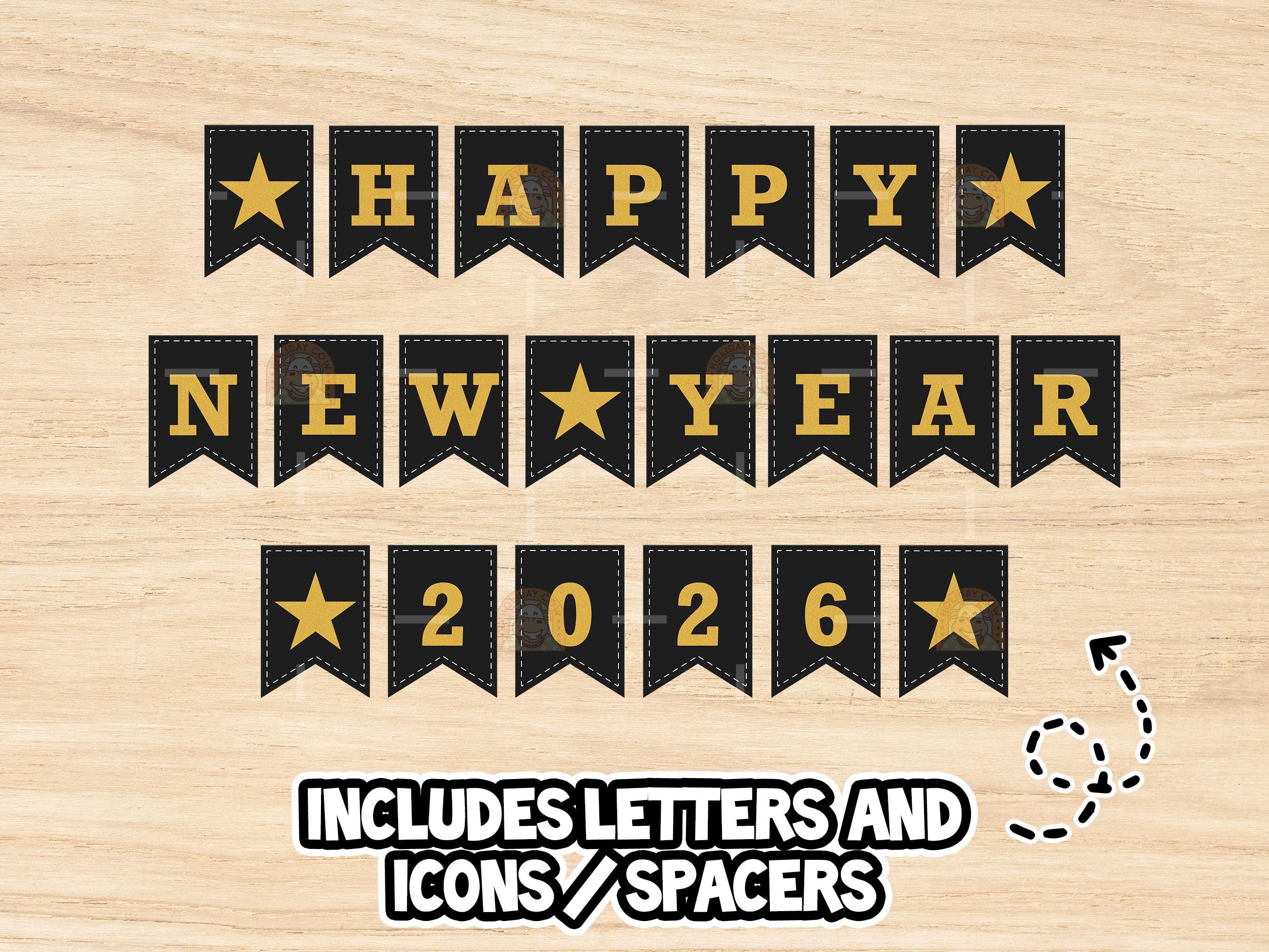 New Year Banner Printable, NYE Banner, Happy New Year Bunting, New Year ...
