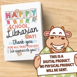 School Librarian Day Gift, Printable School Librarian Day Card, Thank ...