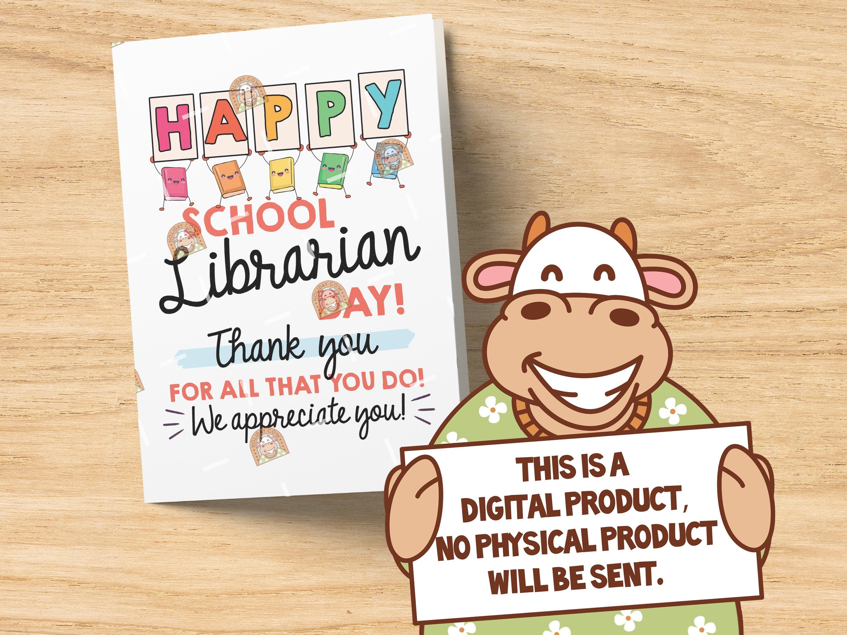 School Librarian Day Gift, Printable School Librarian Day Card, Thank ...