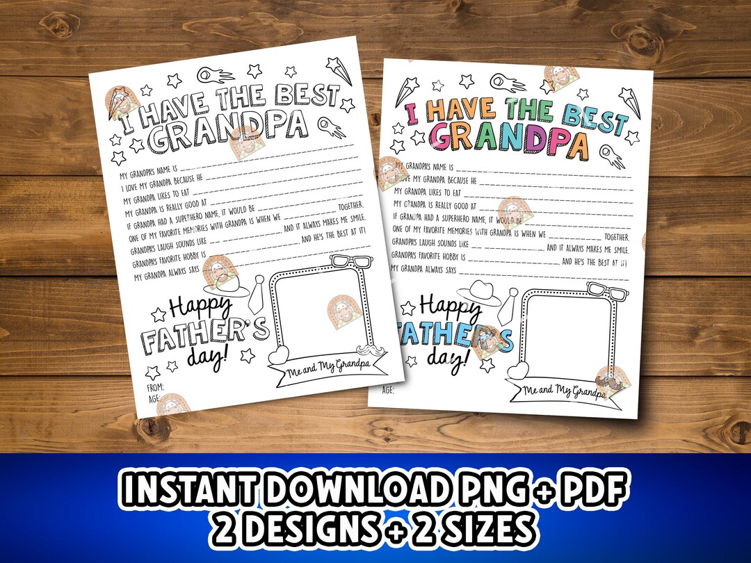 Fathers Day Grandpa Gift From Grandkid, Printable Fathers Day Diy Gift ...