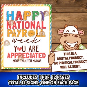 National Payroll Week Signs Printable, Payroll Week Decor, Payroll ...