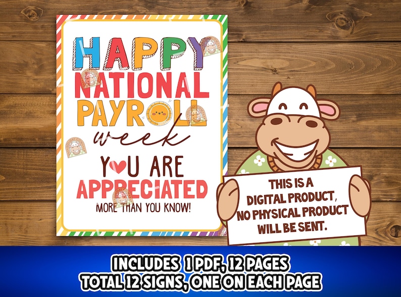 National Payroll Week Signs Printable, Payroll Week Decor, Payroll ...