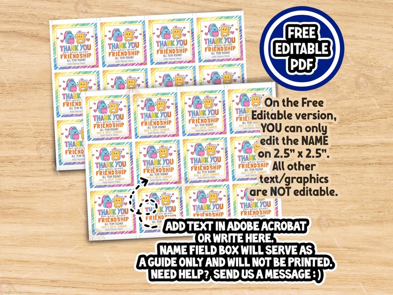 End of Year Classmate Gift Tag Printable, End of School Year Tag for ...