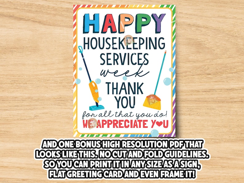 Housekeeping Week Card Printable, Housekeeping Appreciation Week Gift ...