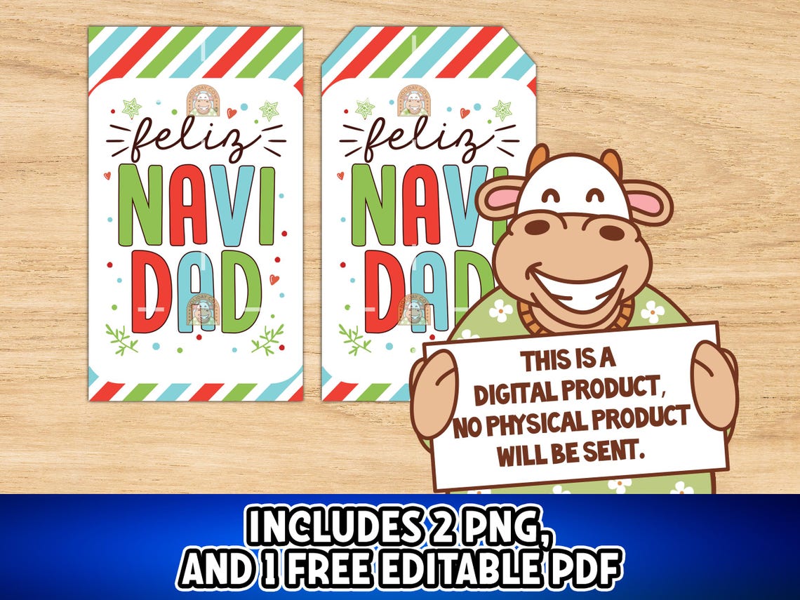 Feliz Navidad Tag Printable, Spanish Christmas Treat Tag, Happy ...