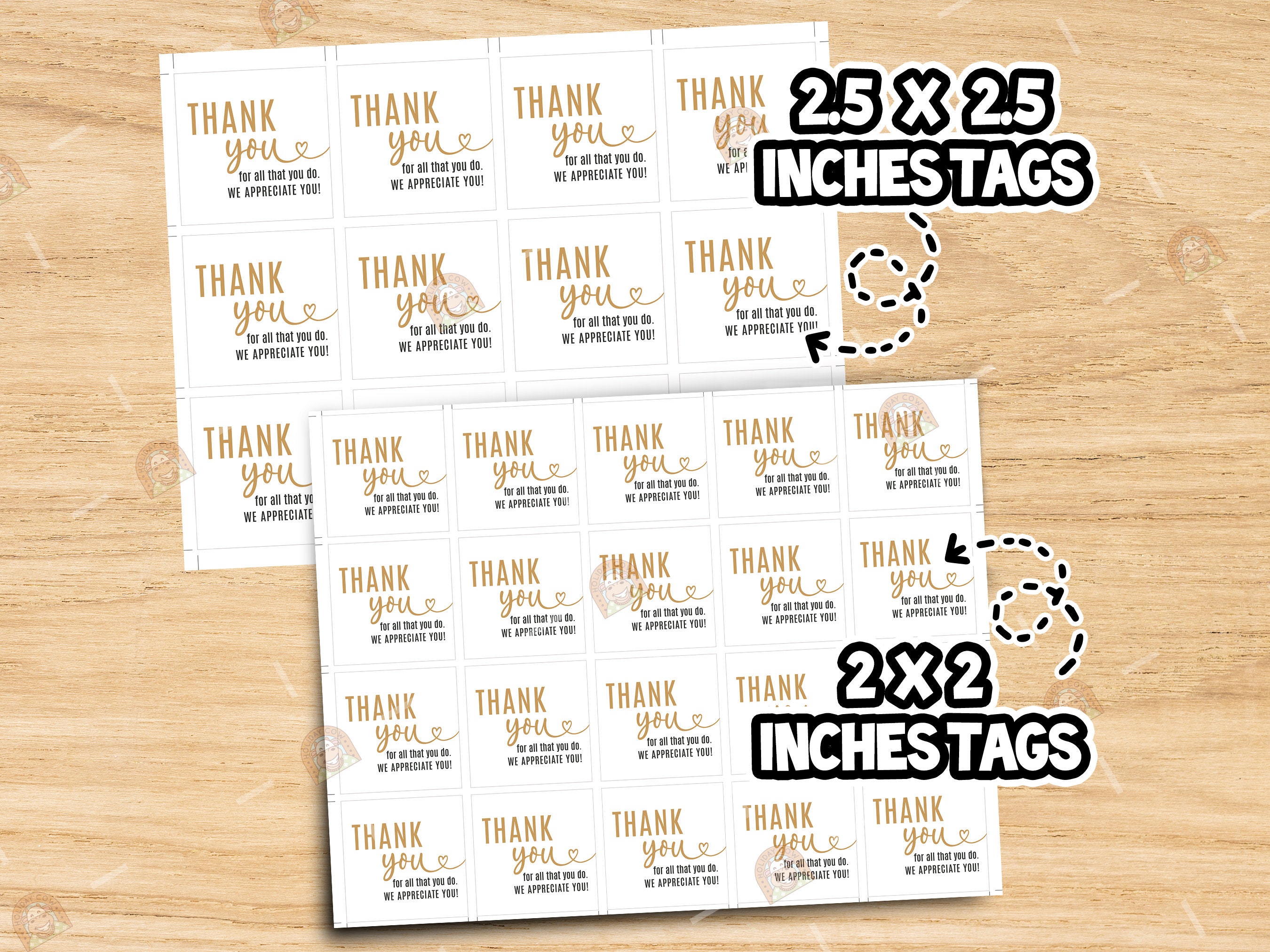 Employee Appreciation Tags Printable, Minimalist Elegant Thank You Tag ...