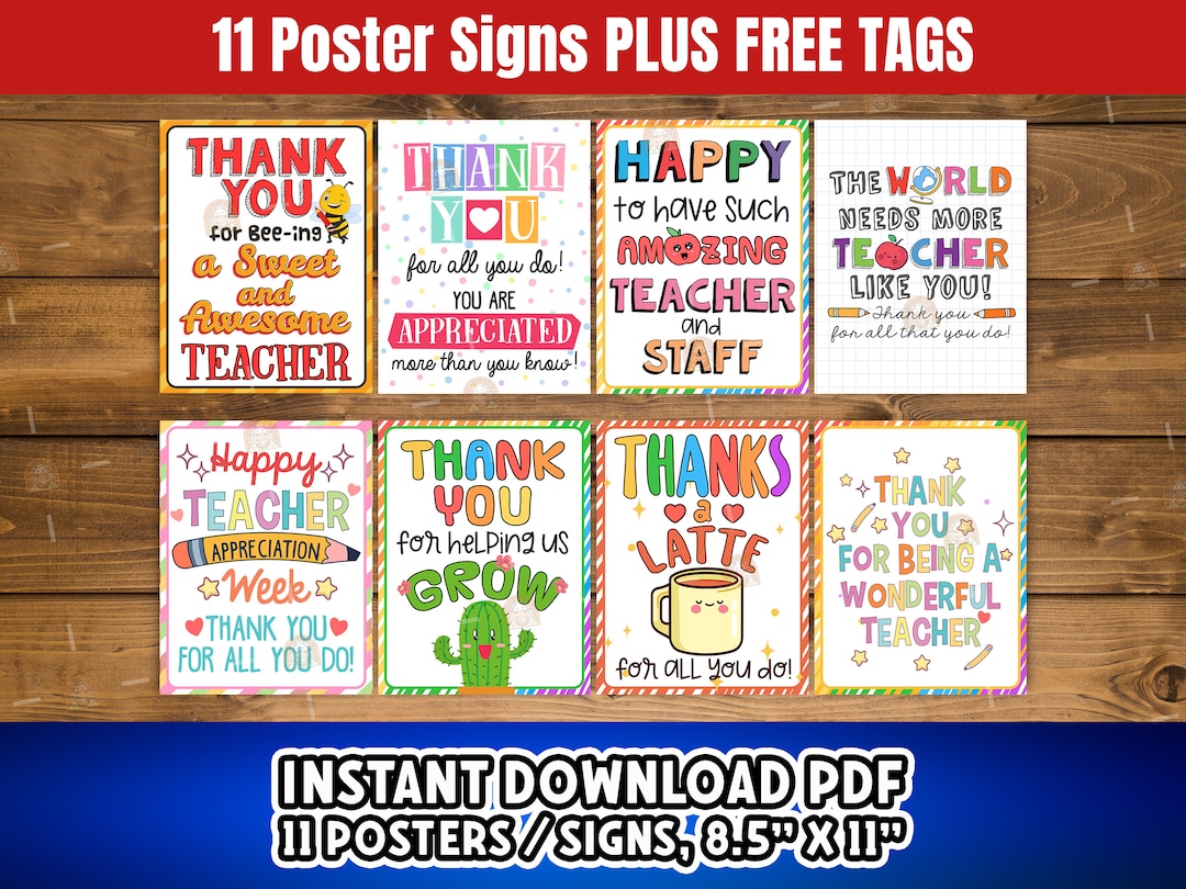 Teacher Appreciation Sign Bundle, Printable Teacher Appreciation Week ...