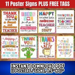 Teacher Appreciation Sign Bundle, Printable Teacher Appreciation Week ...