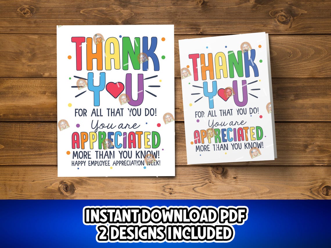 Employee Appreciation Week Gift, Staff Appreciation Card Printable ...