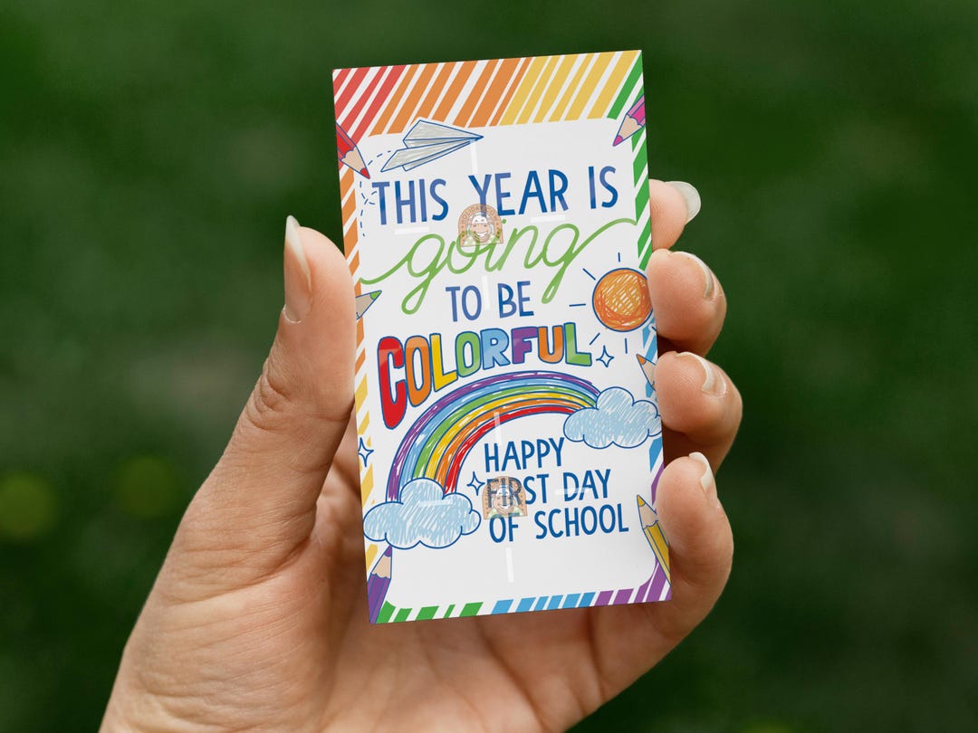 Back to School Tag, Colorful School Year Rainbow Tag, Printable First ...