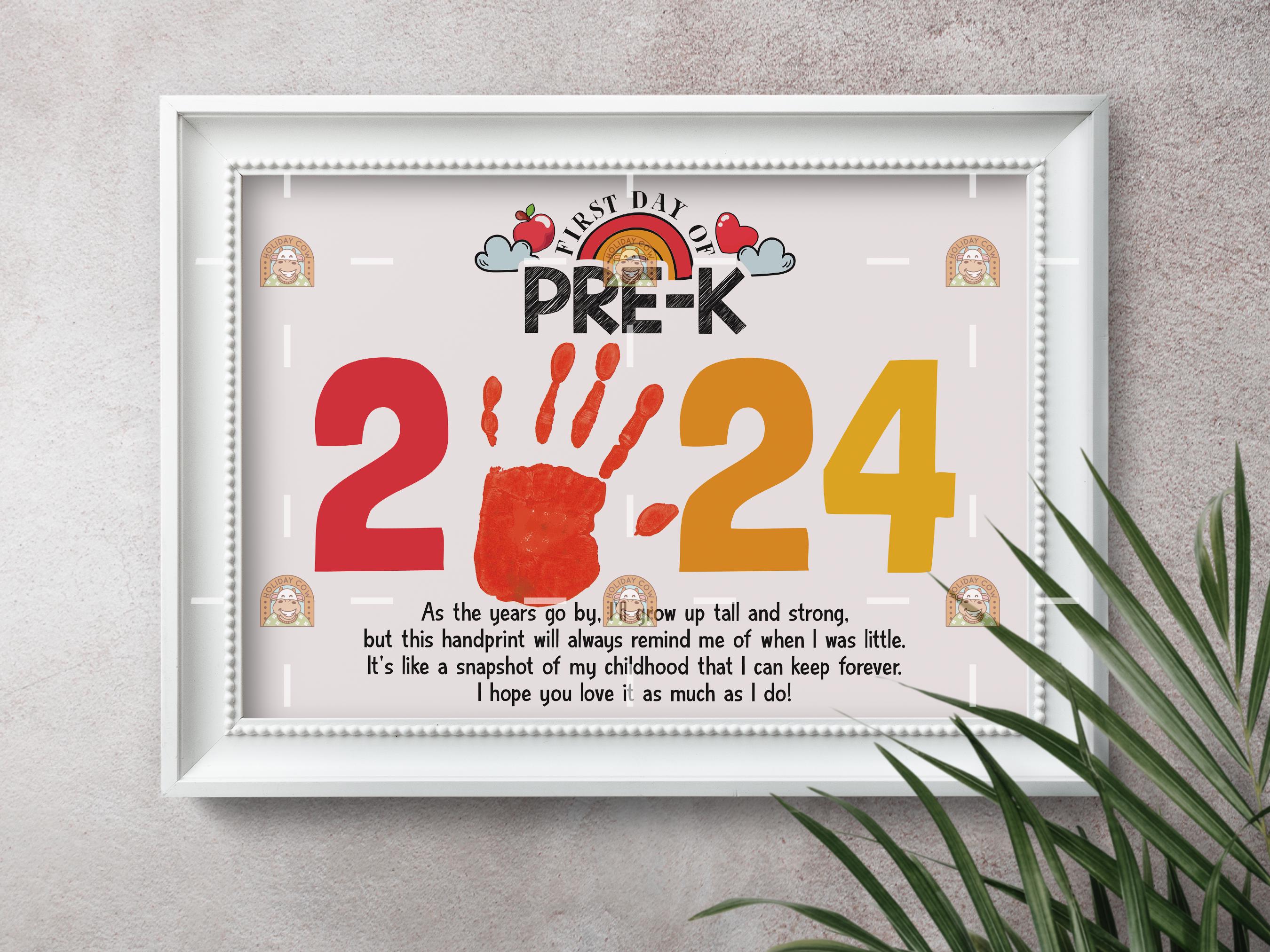 First Day of Pre-k Handprint Art Printable, Pre-kinder Back to School ...