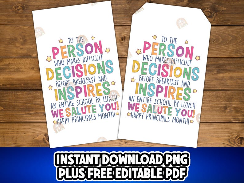 Principal Month Gift Tag, Printable Principal Appreciation Tag, School ...