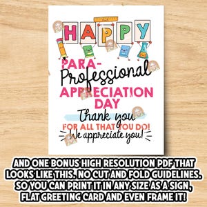 Paraprofessional Day Gift Printable, Para Professional Day Card ...