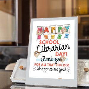School Librarian Day Gift, Printable School Librarian Day Card, Thank ...