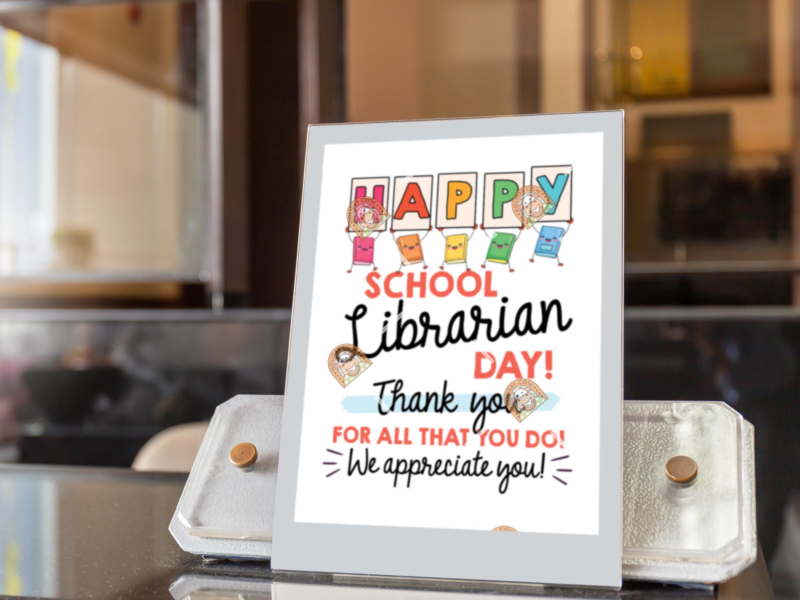 School Librarian Day Gift, Printable School Librarian Day Card, Thank ...