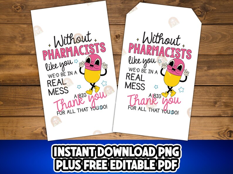 Pharmacist Gift Tag Printable, World Pharmacists Day Tag for Pharmacist ...
