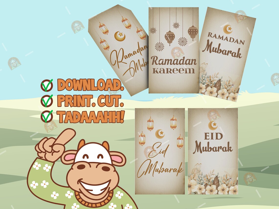 Eid Mubarak Tags, Printable Ramadan Mubarak Tags, Editable Ramadan ...