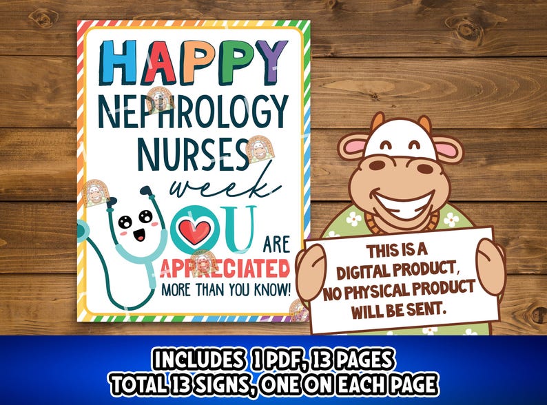Nephrology Nurses Week Signs Printable Bundle, Nephrology Nurse ...