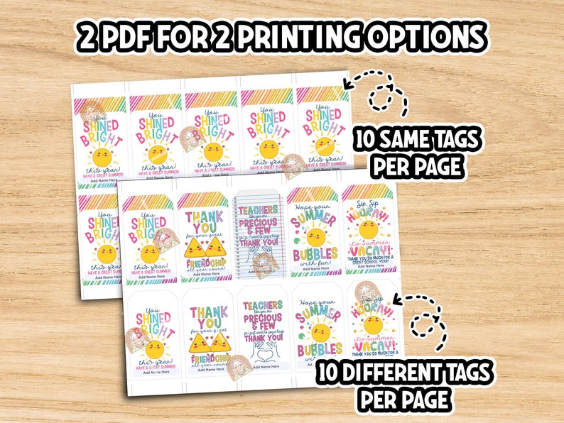 End of Year Classmate Gift Tag Printable, End of School Year Tag for ...