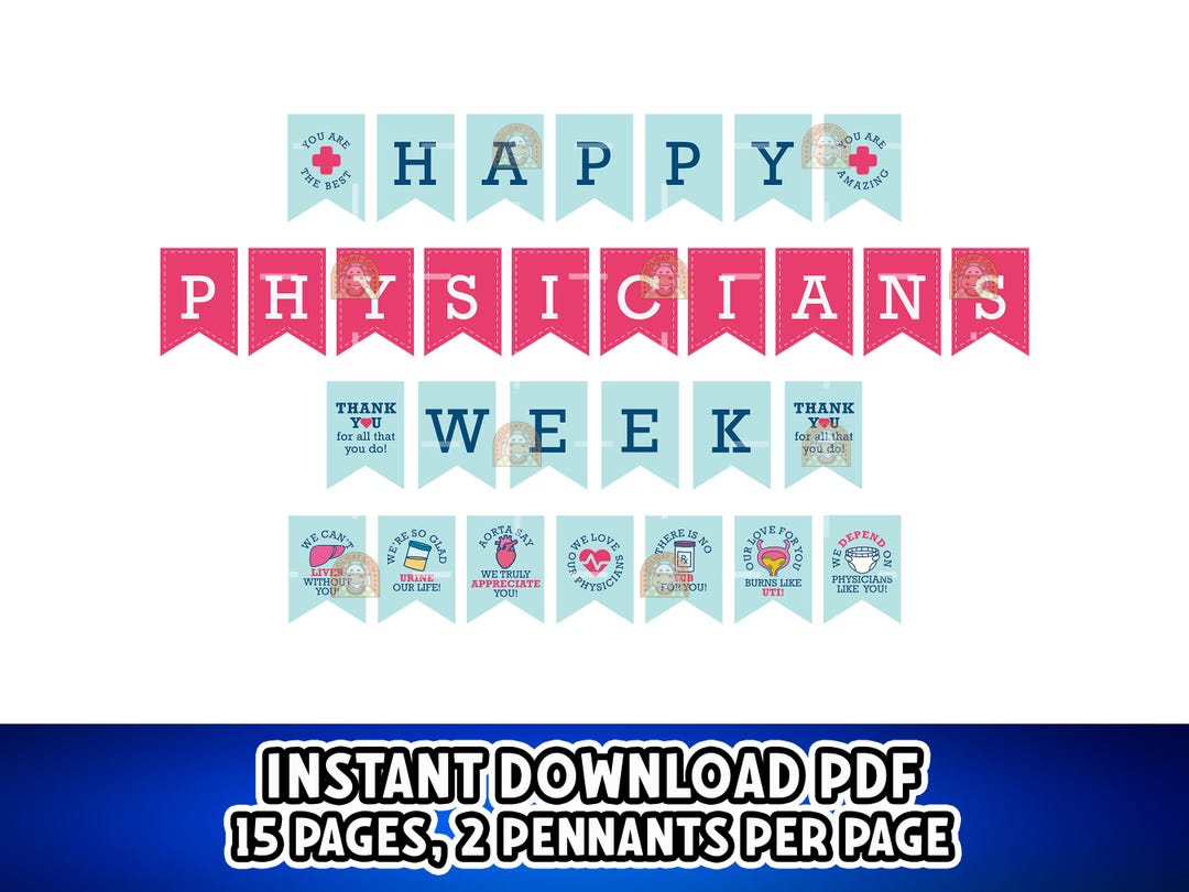 Physicians Week Banner Printable, Happy Physician Week Sign, Physicians ...