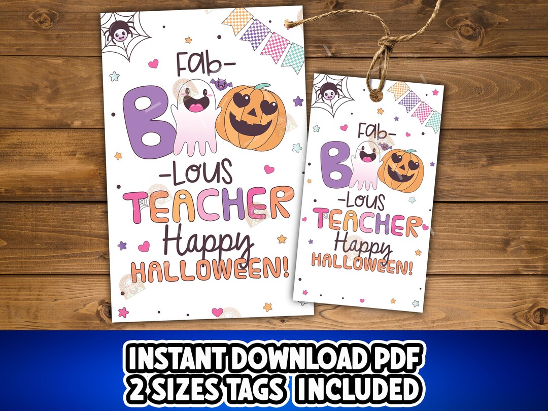 Faboolous Teacher Halloween Gift Tag for Teacher Printable, Thank You ...