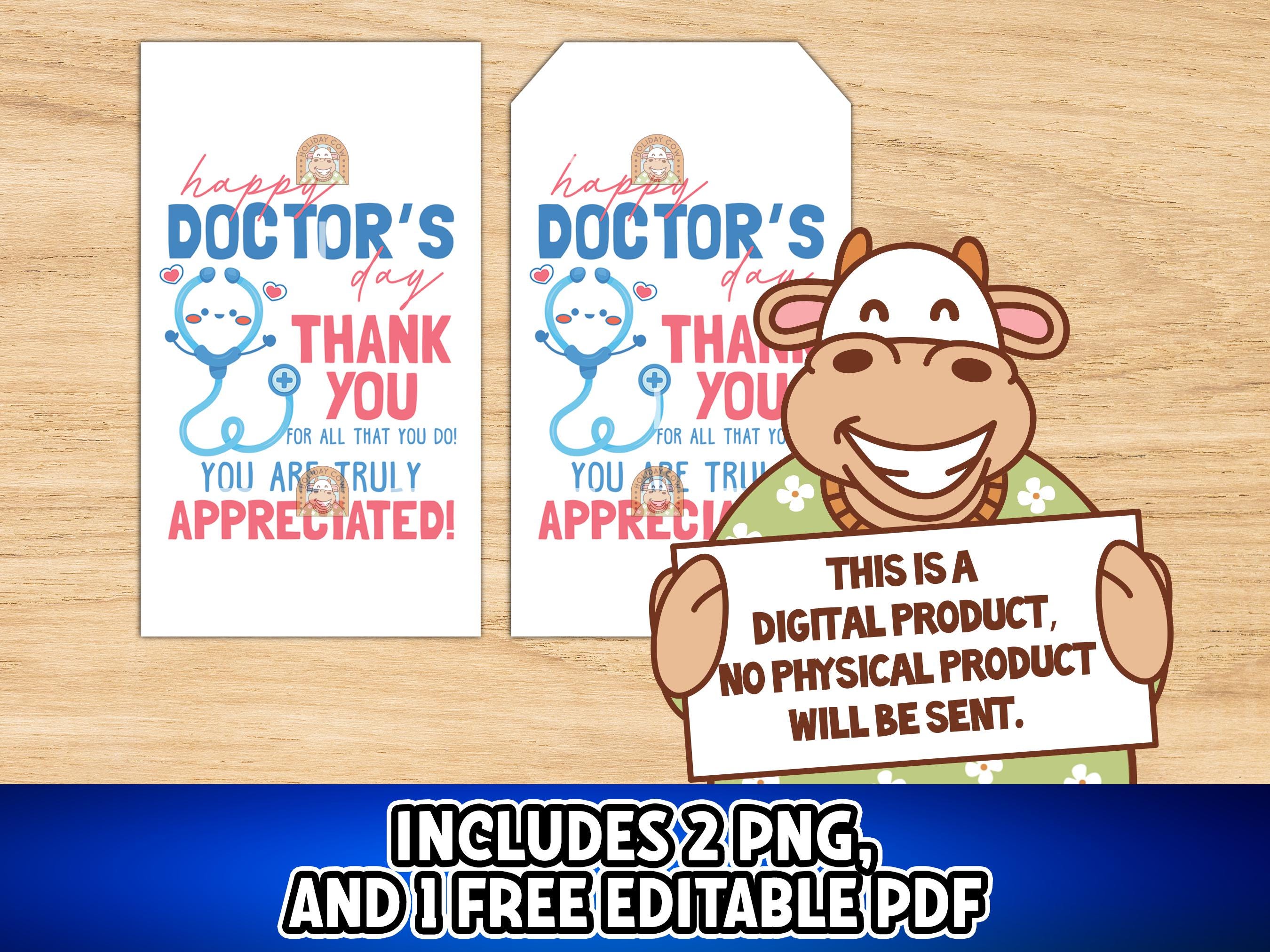 Doctor's Day Gift Tag Printable, Thank You Doctor Gift Tag, National ...