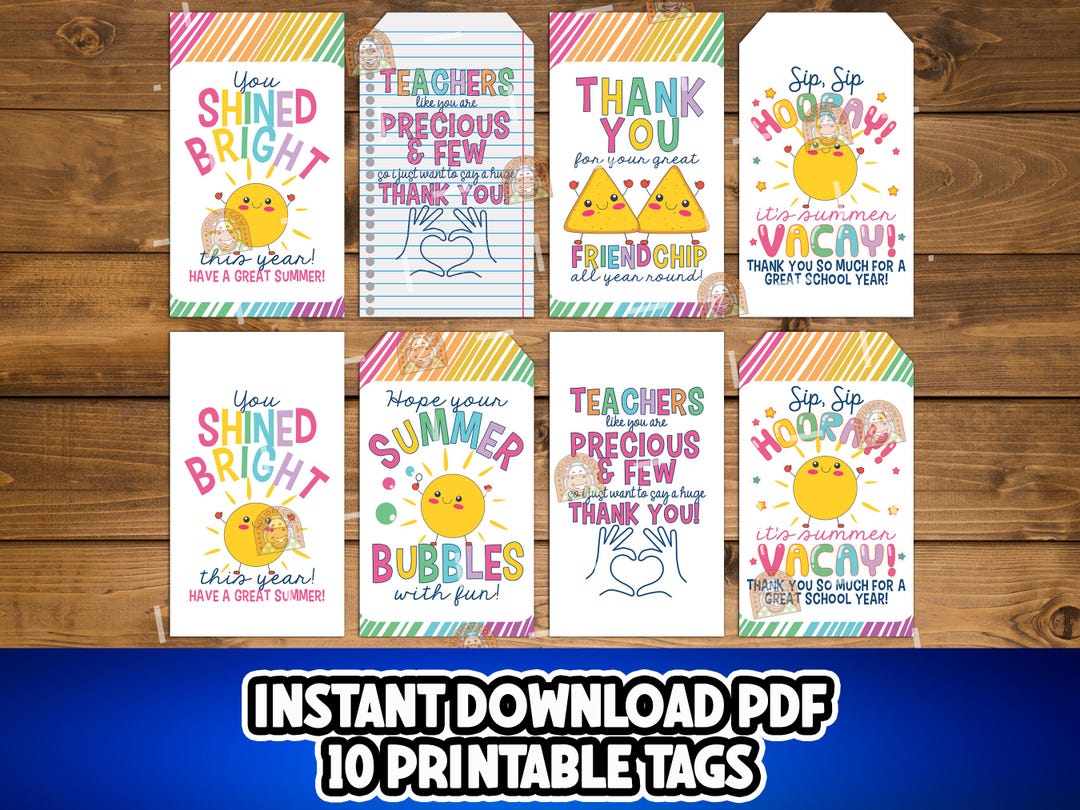 End of Year Classmate Gift Tag Printable, End of School Year Tag for ...