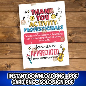 Activity Professionals Gifts, Printable Activity Professionals Week ...