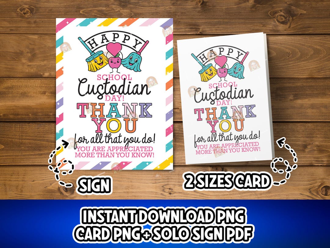 School Custodian Day Gift, Printable School Custodian Appreciation Day ...