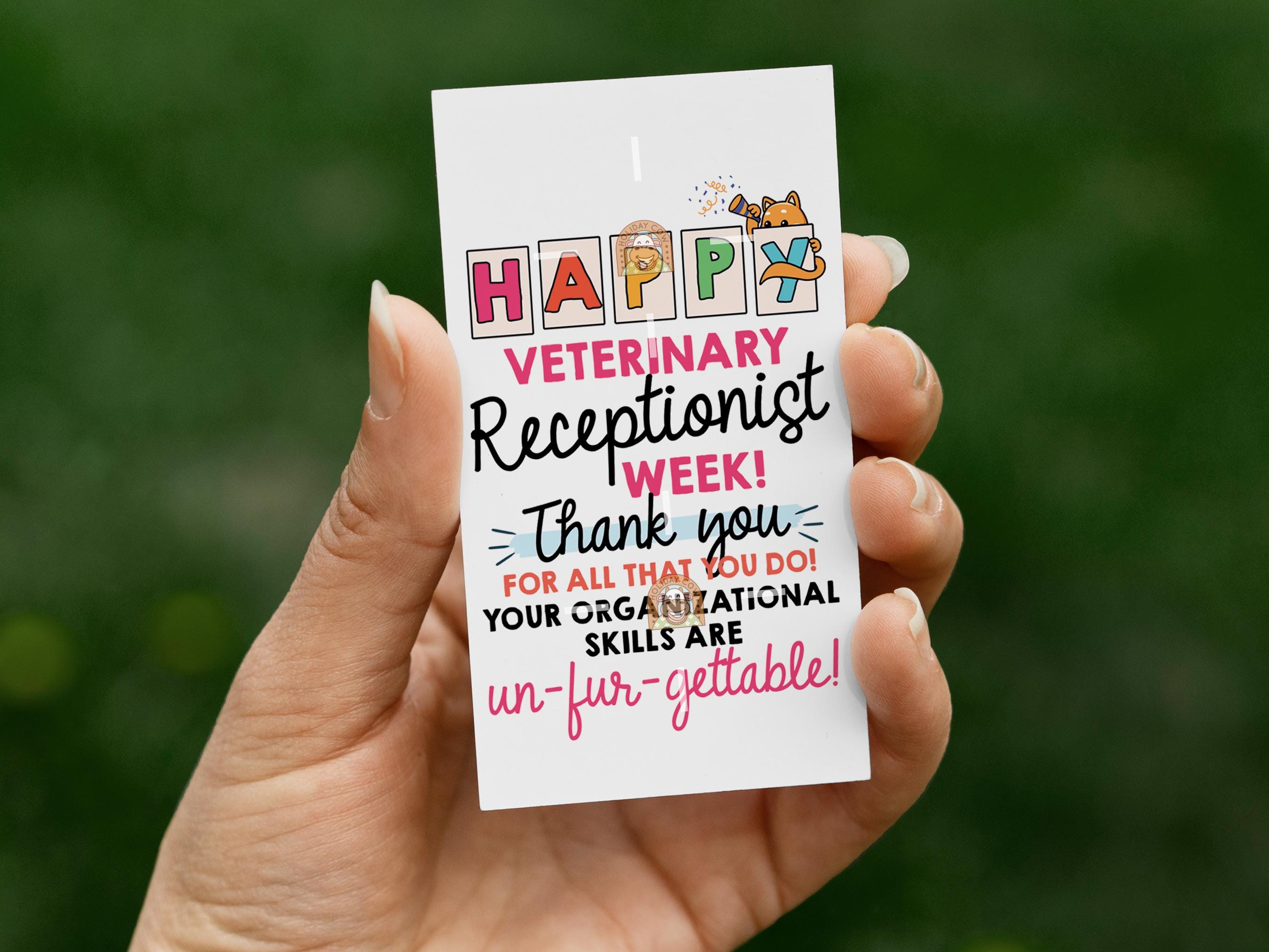 Printable Veterinary Receptionist Week Gift Tag, Veterinary ...
