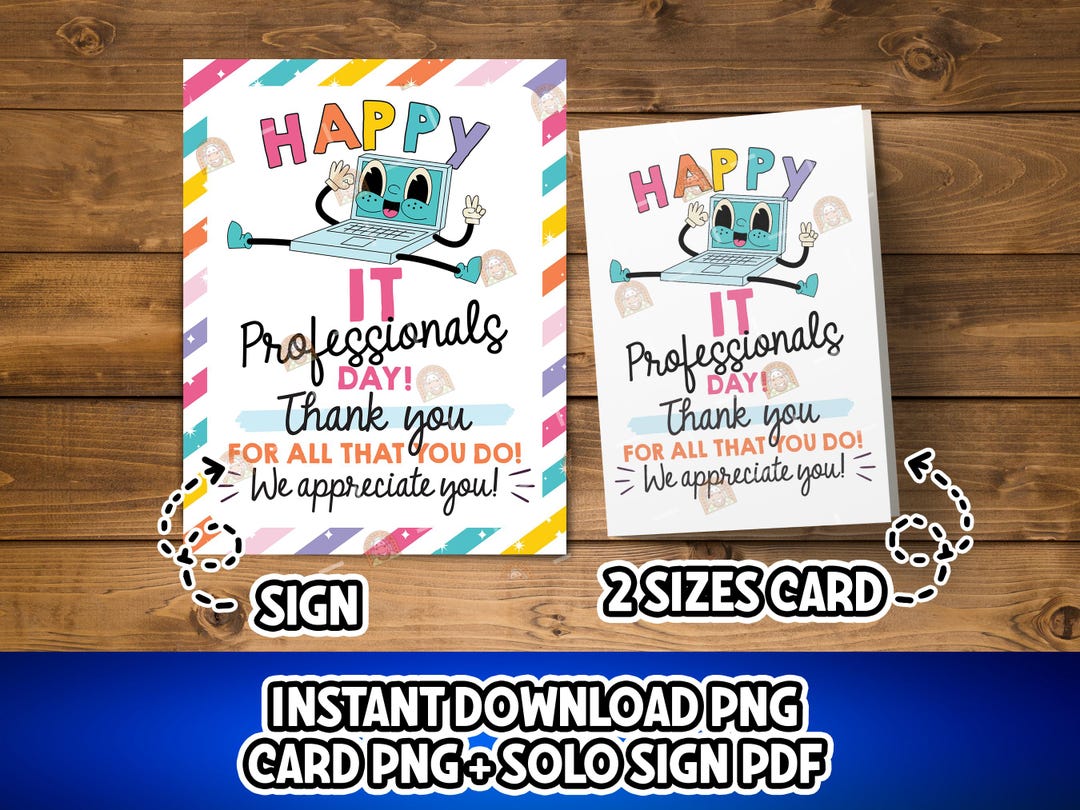 IT Professionals Day Sign , Printable IT Professional Day Gift, Thank ...