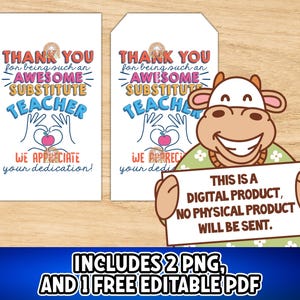 Substitute Teacher Gift Tag Printable, Substitute Teacher Tag ...