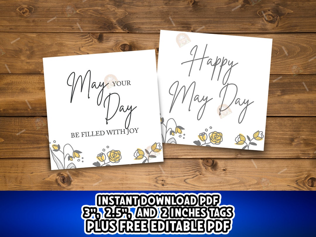 May Day Tags Printable, Happy May Day Gift Tag, Elegant May Day Basket ...